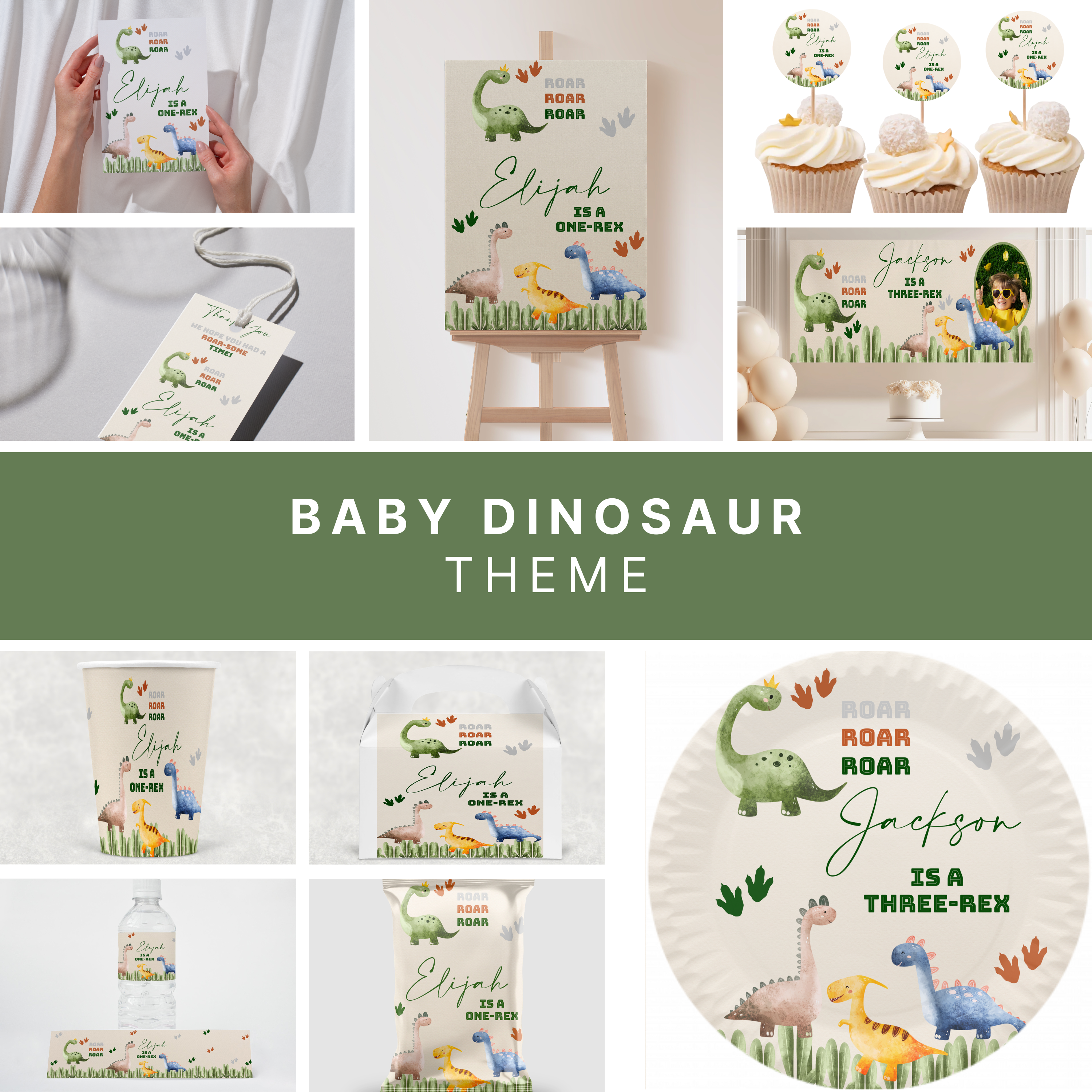 Personalised Baby Dinosaur Theme Party Bundle – The Personalised Party Shop